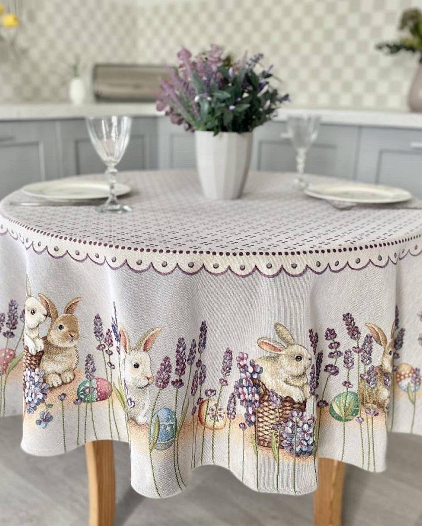 Easter Tablecloths, Easter Textile, Easter Tablecloth With Eggs Bunny ...
