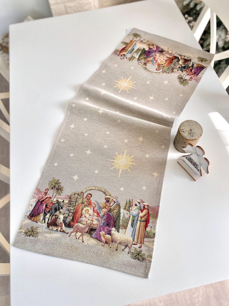 Holy Night Tablecloth, Religious Scene, Christmas Nativity, Decorations ...