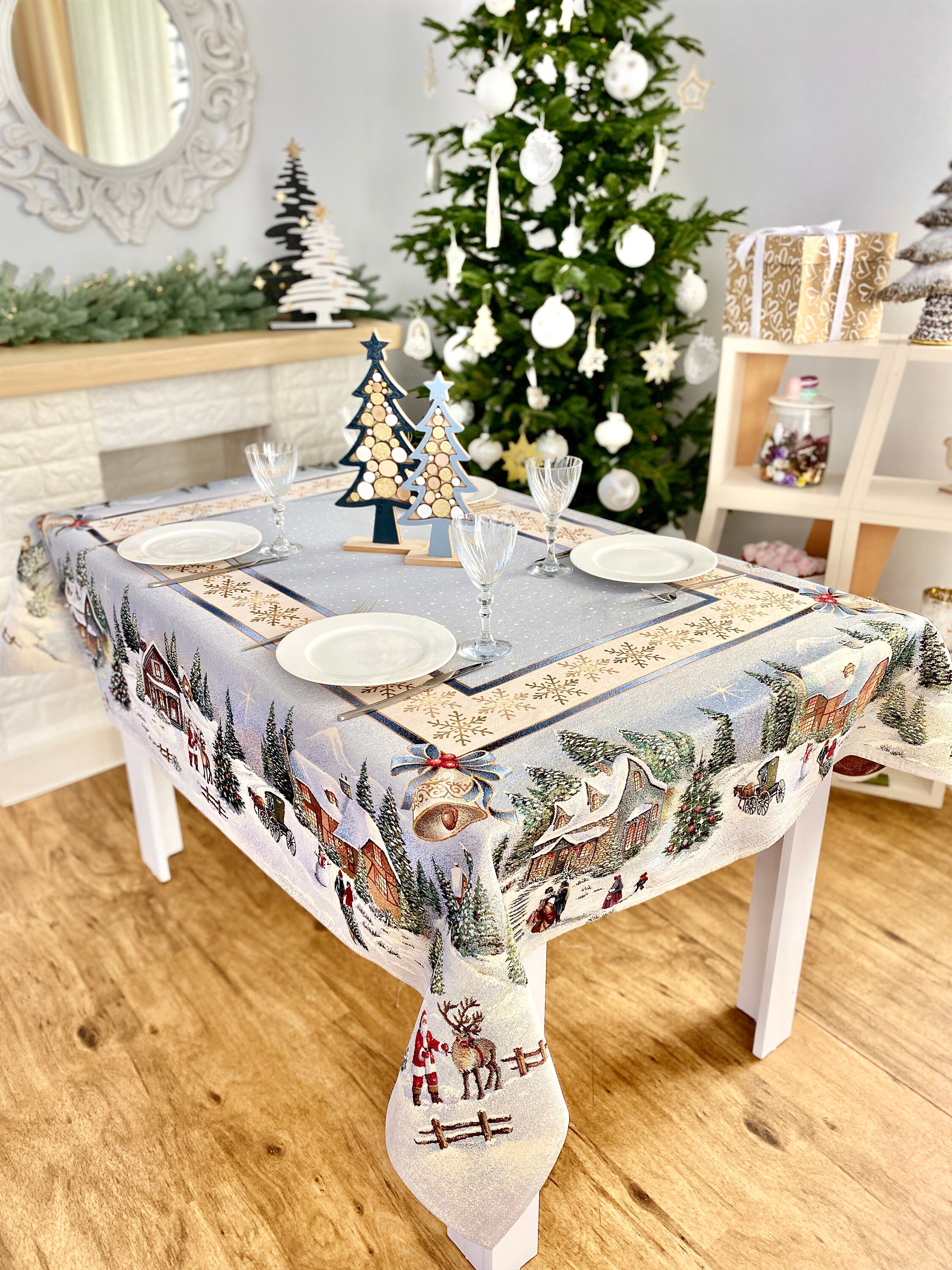 Winter Tablecloth for Christmas, Decorative Christmas Tablecloth ...