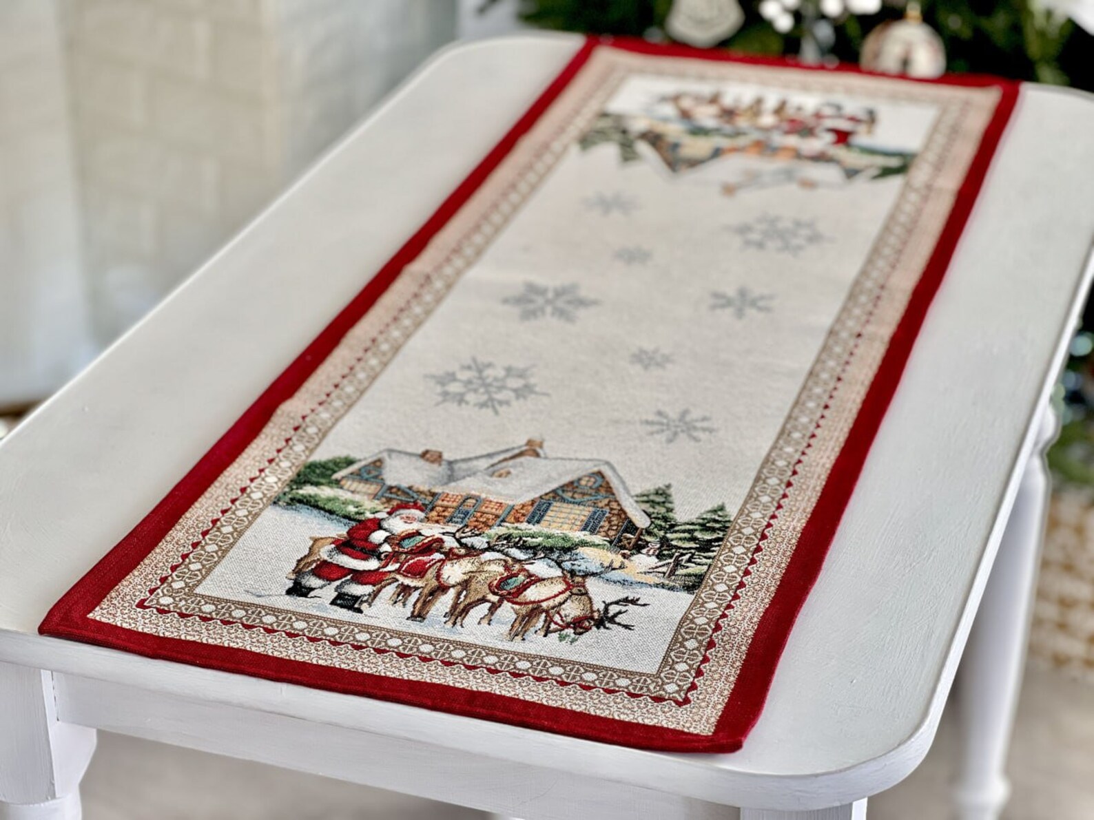 Santa Table Runner, Decorative Table Runner, Winter Table Runner ...