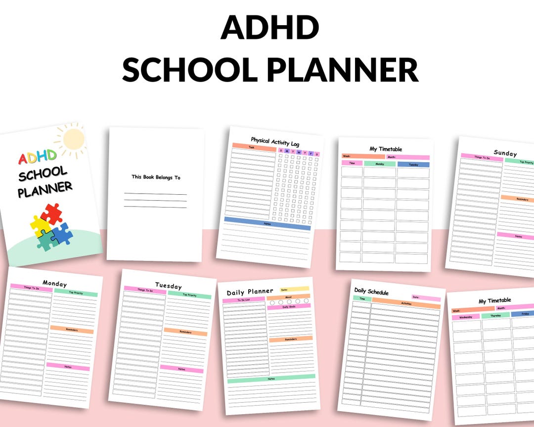 ADHD School Planner | Daily Organizer | Academic Planner | Focus ...
