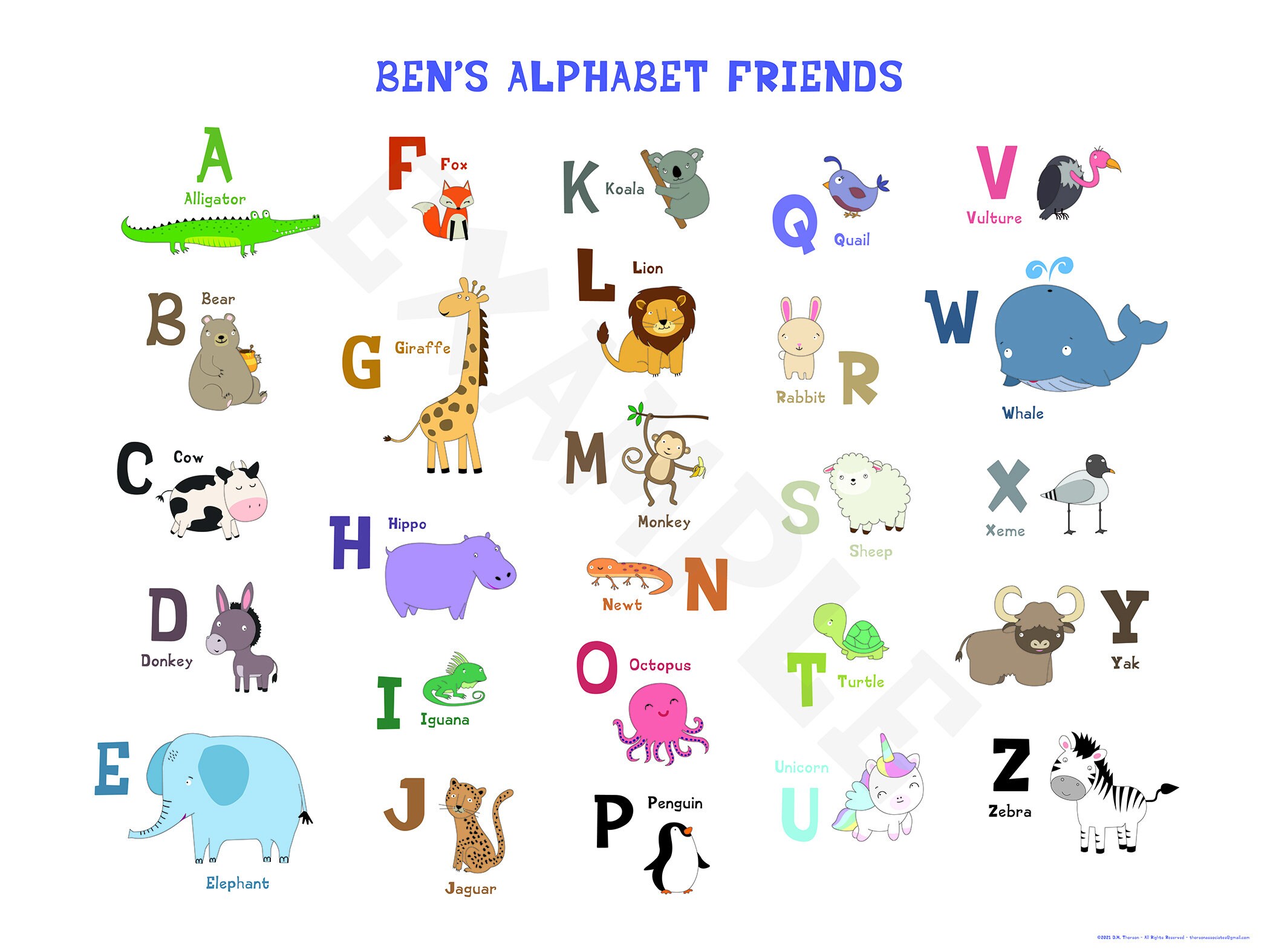 Framed Alphabet Friends Children's Wall Art Poster Print, Free ...