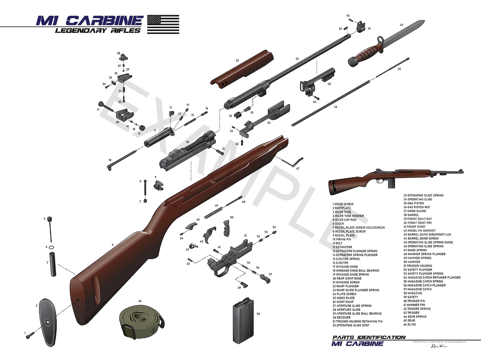M1 Carbine Exploded View Illustration Limited Edition Poster Print - Etsy