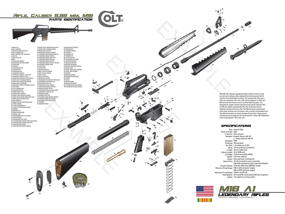 18x24" (framed) M16 Exploded View Limited Edition Poster Art Print - Etsy