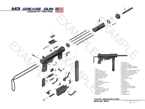 M3 Grease Gun Exploded View Impression daffiche en édition - Etsy France