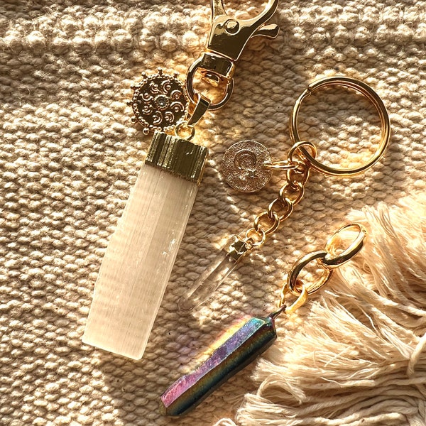 Gemstone Keychain - Etsy