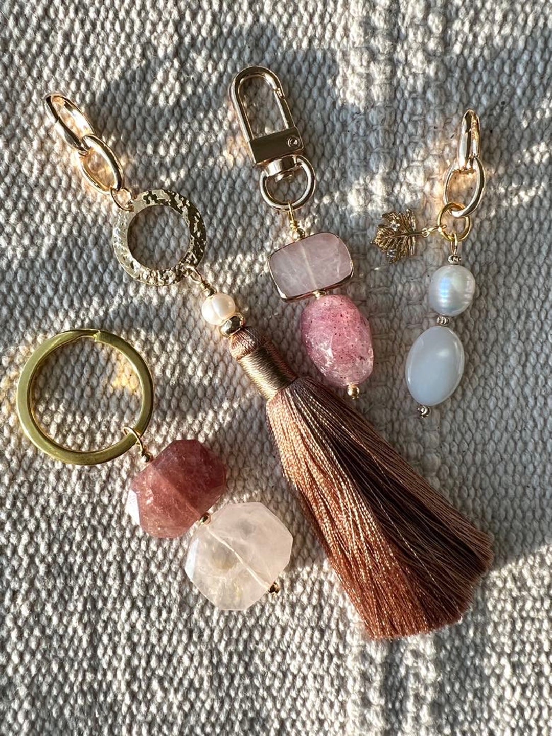 Rose Quartz | MOP & Freshwater Pearl | Strawberry Quartz | Silk Tassel ...