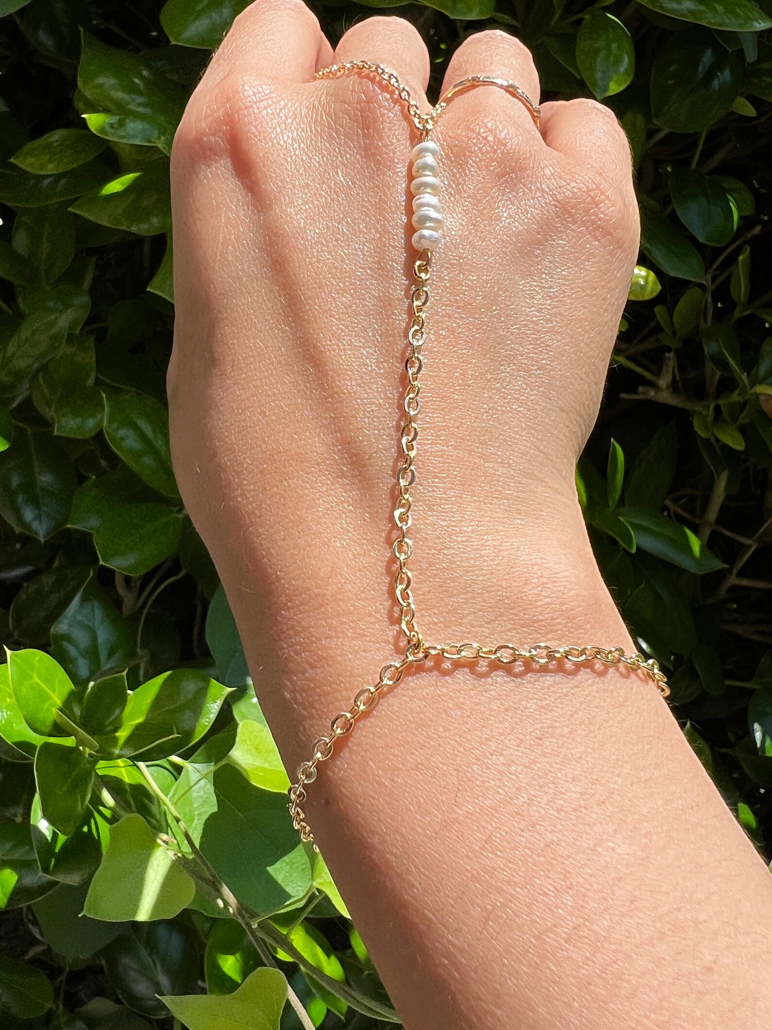 Gemstone Ring Bracelet 18K Gold Hand Chain Boho Finger Hand - Etsy