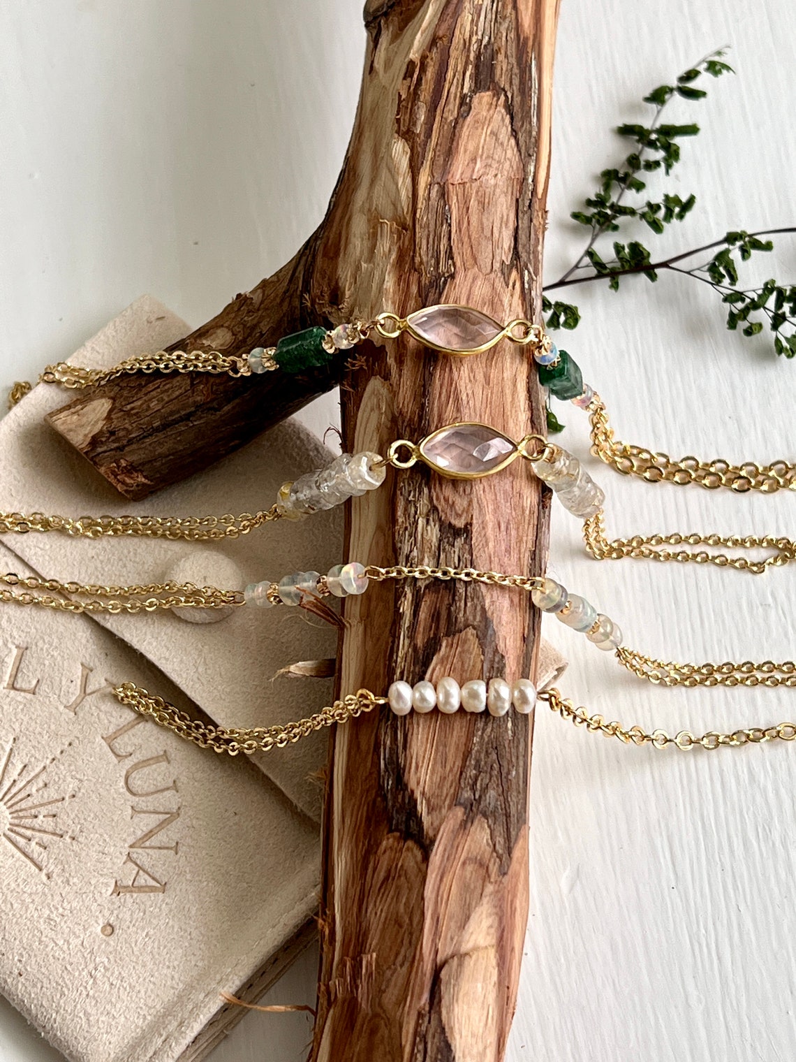 Gemstone Ring Bracelet 18K Gold Hand Chain Boho Finger Hand - Etsy