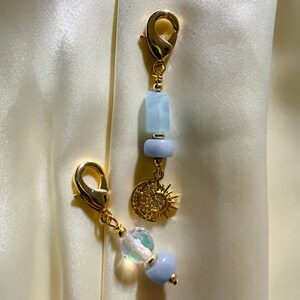 Celestial Mini Gold Keychain | Natural Gemstones | Kunzite | Morganite ...