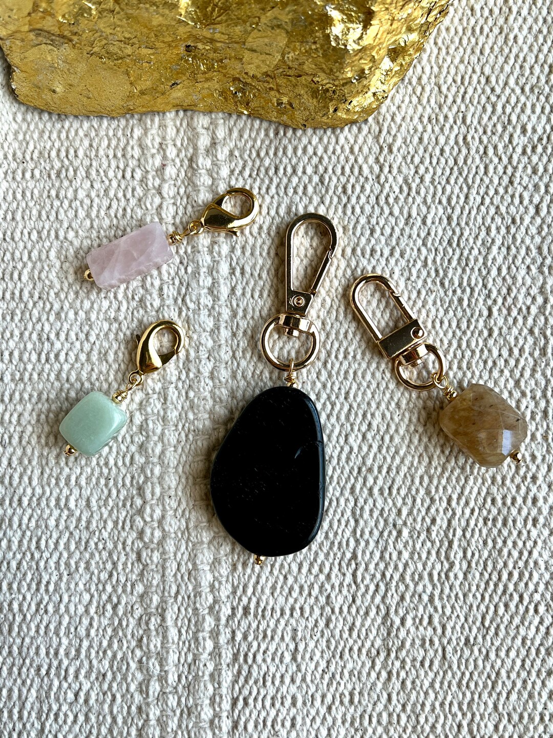 Crystal Keychain Kit Natural Gemstone Gold Keychain - Etsy