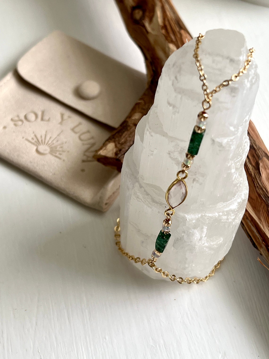 Gemstone Ring Bracelet 18K Gold Hand Chain Boho Finger Hand - Etsy