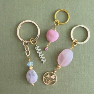 Crystal Keychain | Rose Quartz Gold Keychain | Mama Keychain | Mother's ...