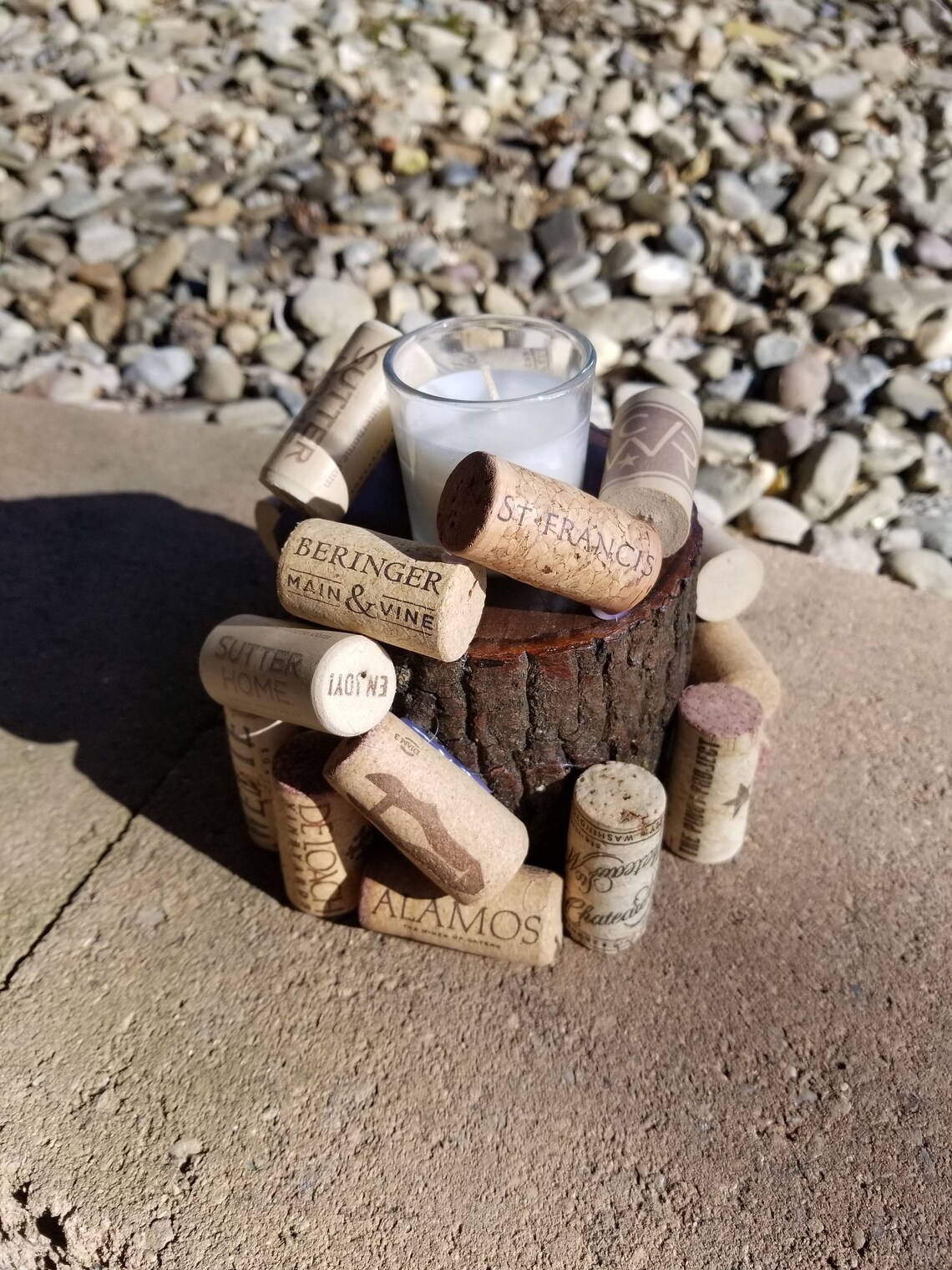 Handmade Upcycled Tumbling Wine Cork Votive Holder - Natural Maple Wood ...