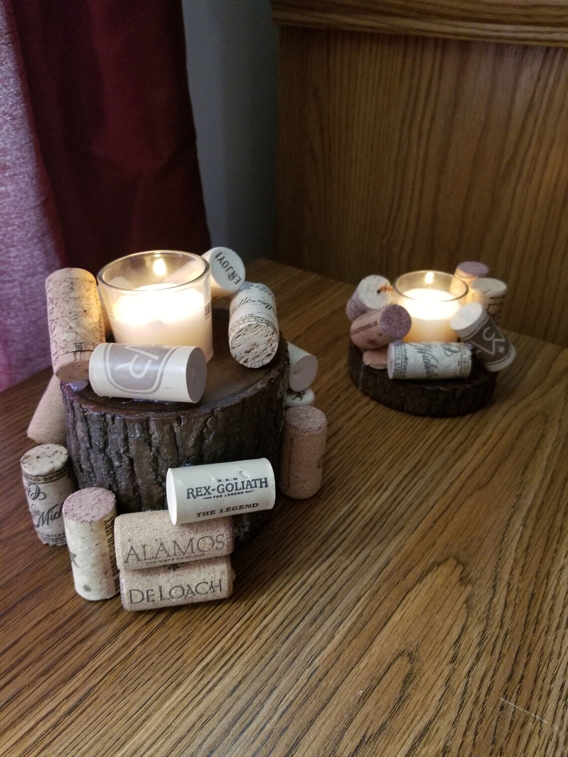 Handmade Upcycled Tumbling Wine Cork Votive Holder - Natural Maple Wood ...