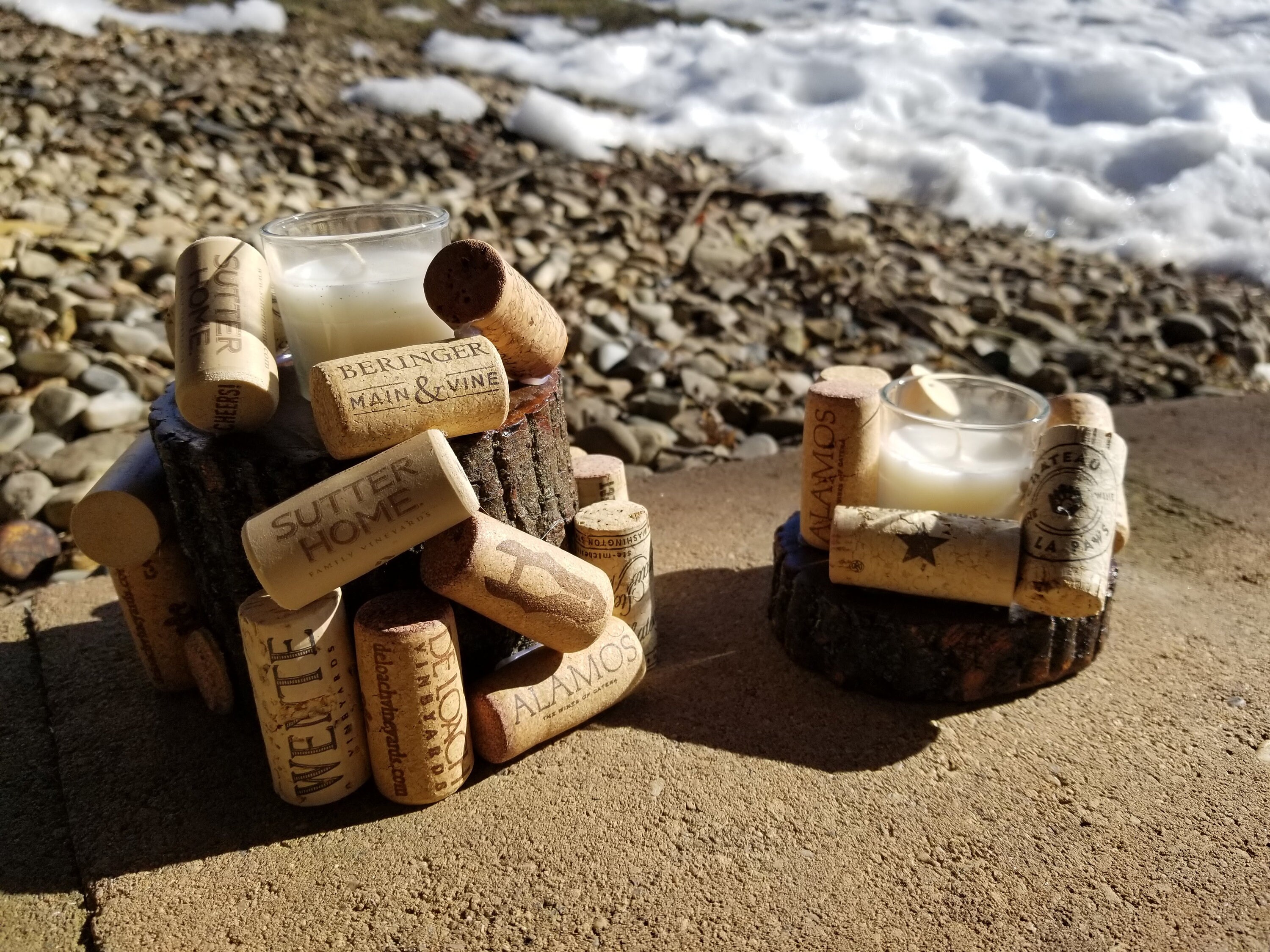 Handmade Upcycled Tumbling Wine Cork Votive Holder - Natural Maple Wood ...