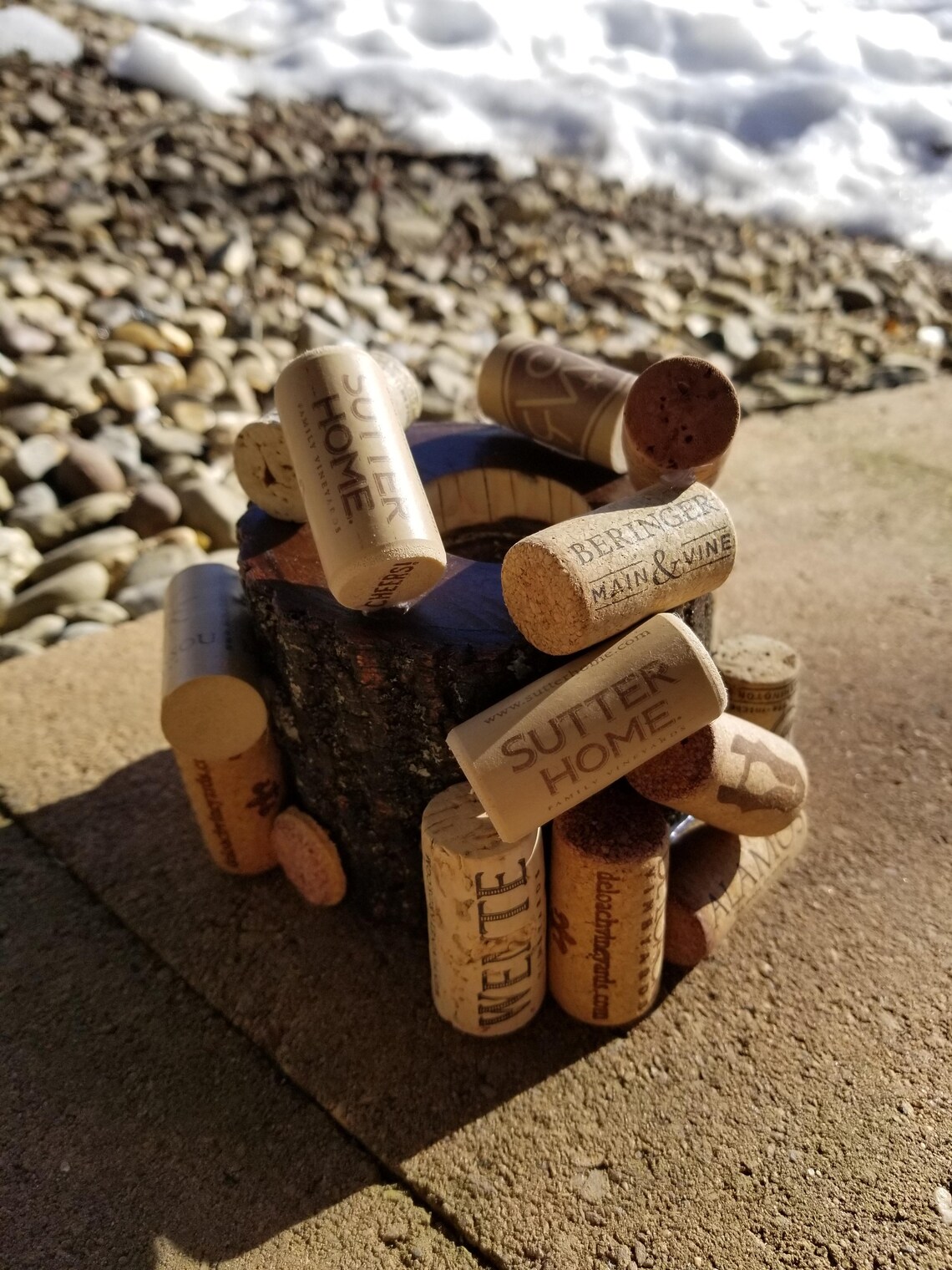 Handmade Upcycled Tumbling Wine Cork Votive Holder - Natural Maple Wood ...