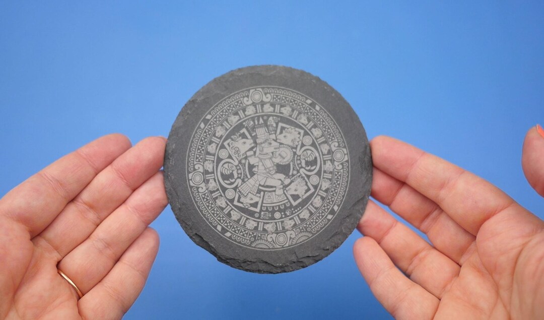 Aztec Calendar With Ponies - Large Stone / Slate Coaster Disc - Etsy