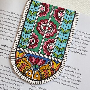 Hand Drawn Magnetic Madhubani Bookmark; Book Lover Gift; Indian Folk ...