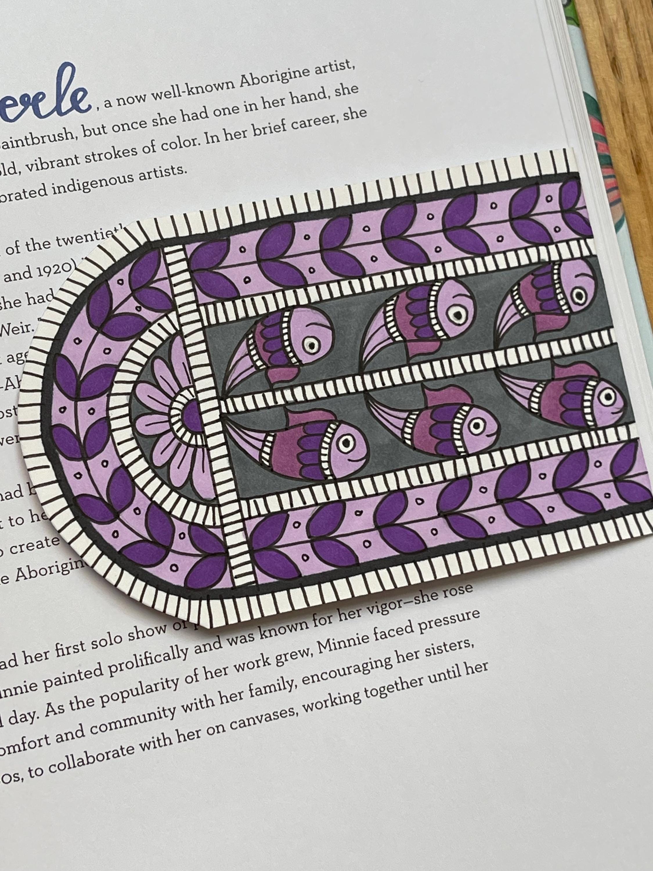 Hand Drawn Magnetic Madhubani Bookmark; Book Lover Gift; Indian Folk ...