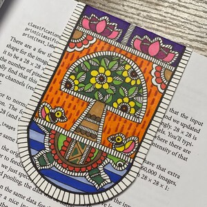 Hand Drawn Magnetic Madhubani Bookmark Book Lover Gift Indian Folk Art ...