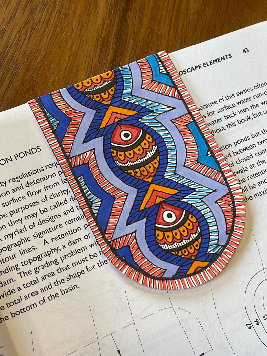 Hand Drawn Magnetic Madhubani Bookmark Book Lover Gift Indian Folk Art ...