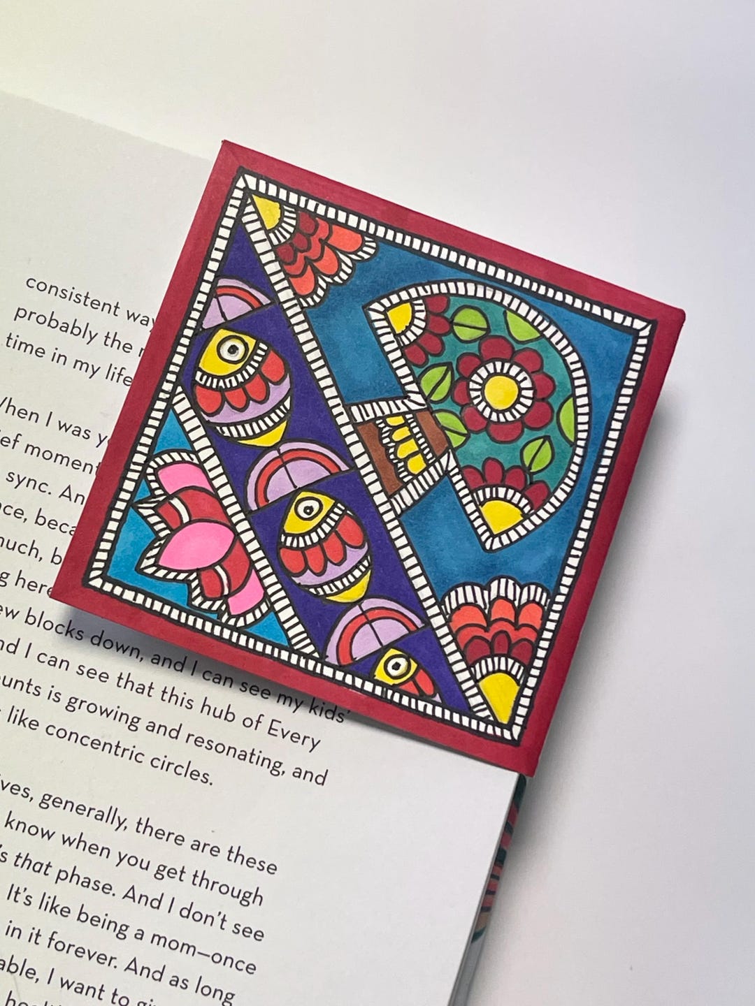 Hand Drawn Corner Bookmark- Madhubani Indian Folk Art - Etsy