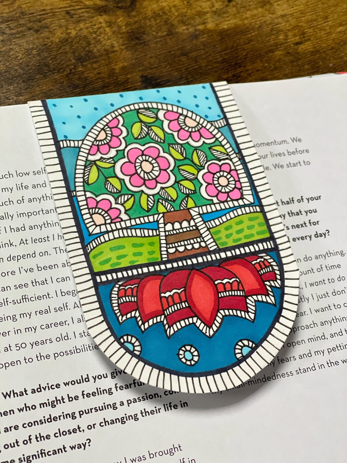 Hand Drawn Magnetic Madhubani Bookmark; Book Lover Gift; Indian Folk ...