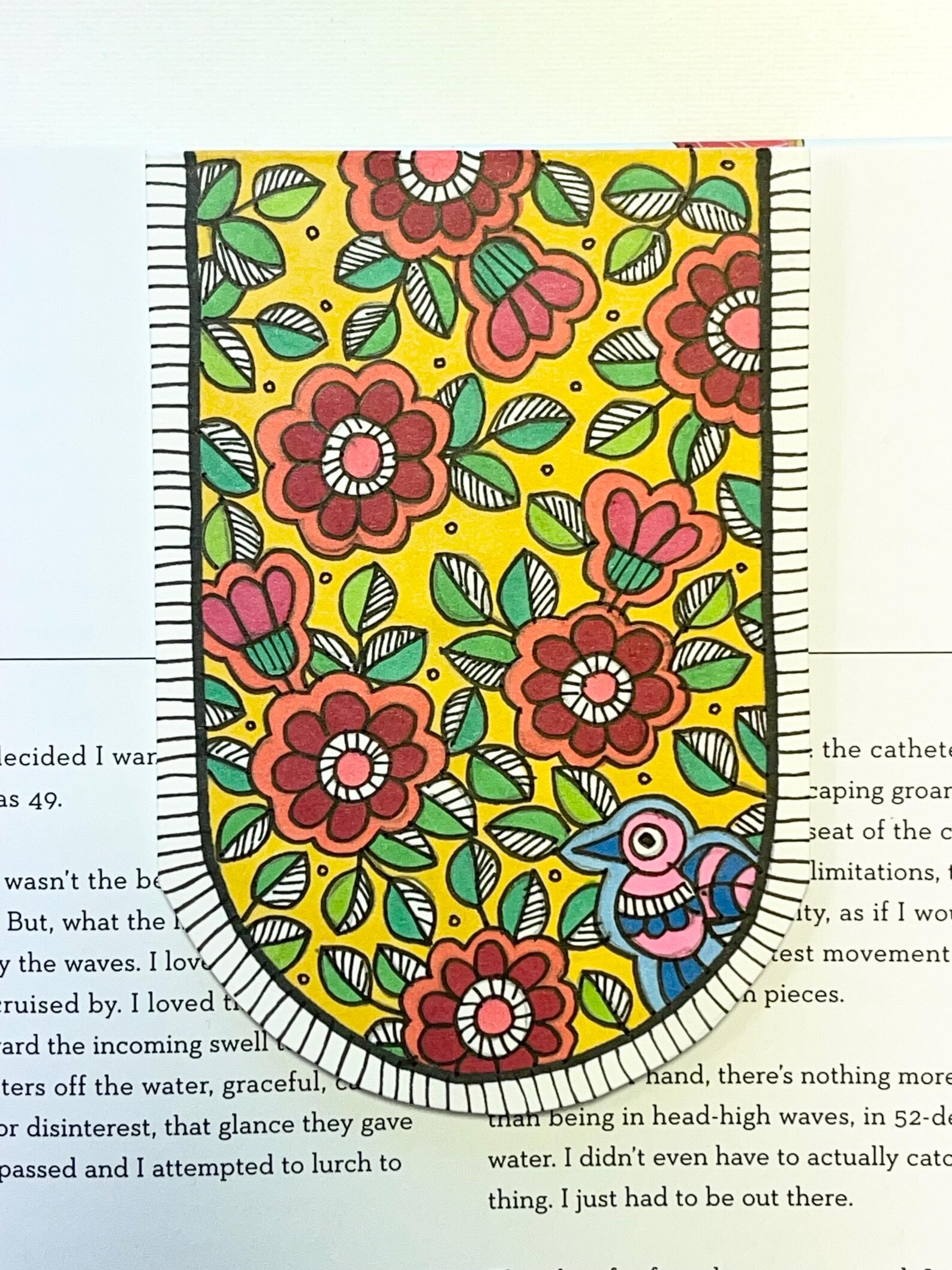Hand Drawn Magnetic Madhubani Bookmark; Book Lover Gift; Indian Folk ...