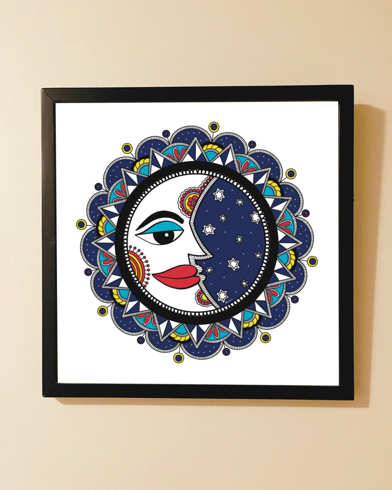 Madhubani Moon DIGITAL ART DOWNLOAD 12X12 inches | Etsy Madhubani Moon DIGITAL ART DOWNLOAD 12X12 inches | Etsy