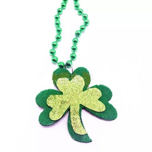 St Patricks Day Necklace Glasses Green Hat Beads Shamrock - Etsy UK