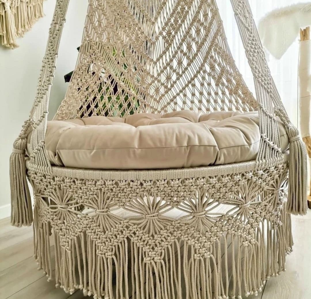 Handmade Cotton Macrame Swing Chair, Boho Hammock - Etsy