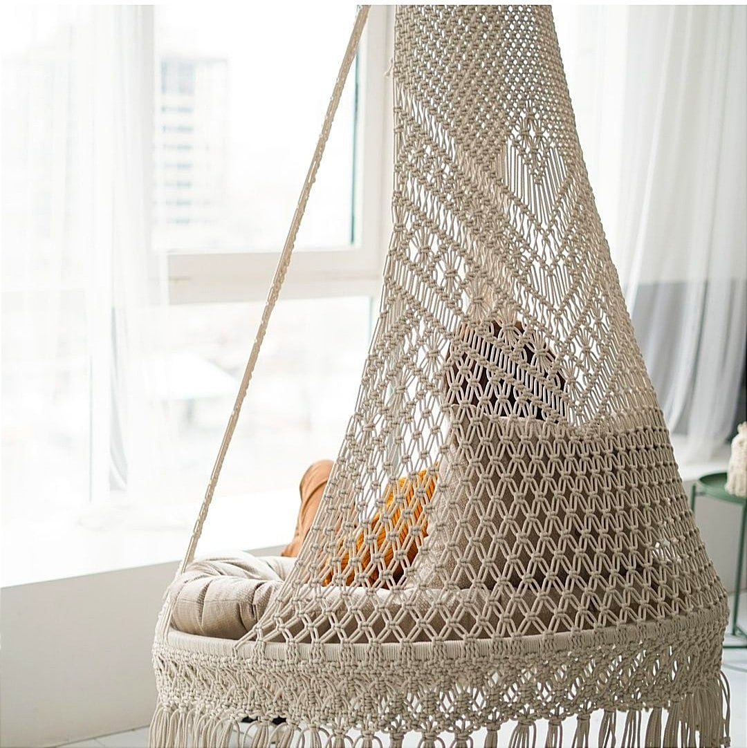 Macrame Swing, Macrame Hanging Chair, Macrame Patio Swing, Hammock ...