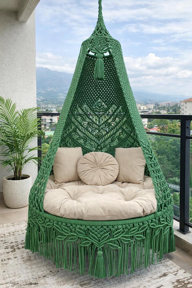Handmade Macrame Hammock Swing Chair, Boho Indoor Outdoor Decor - Etsy