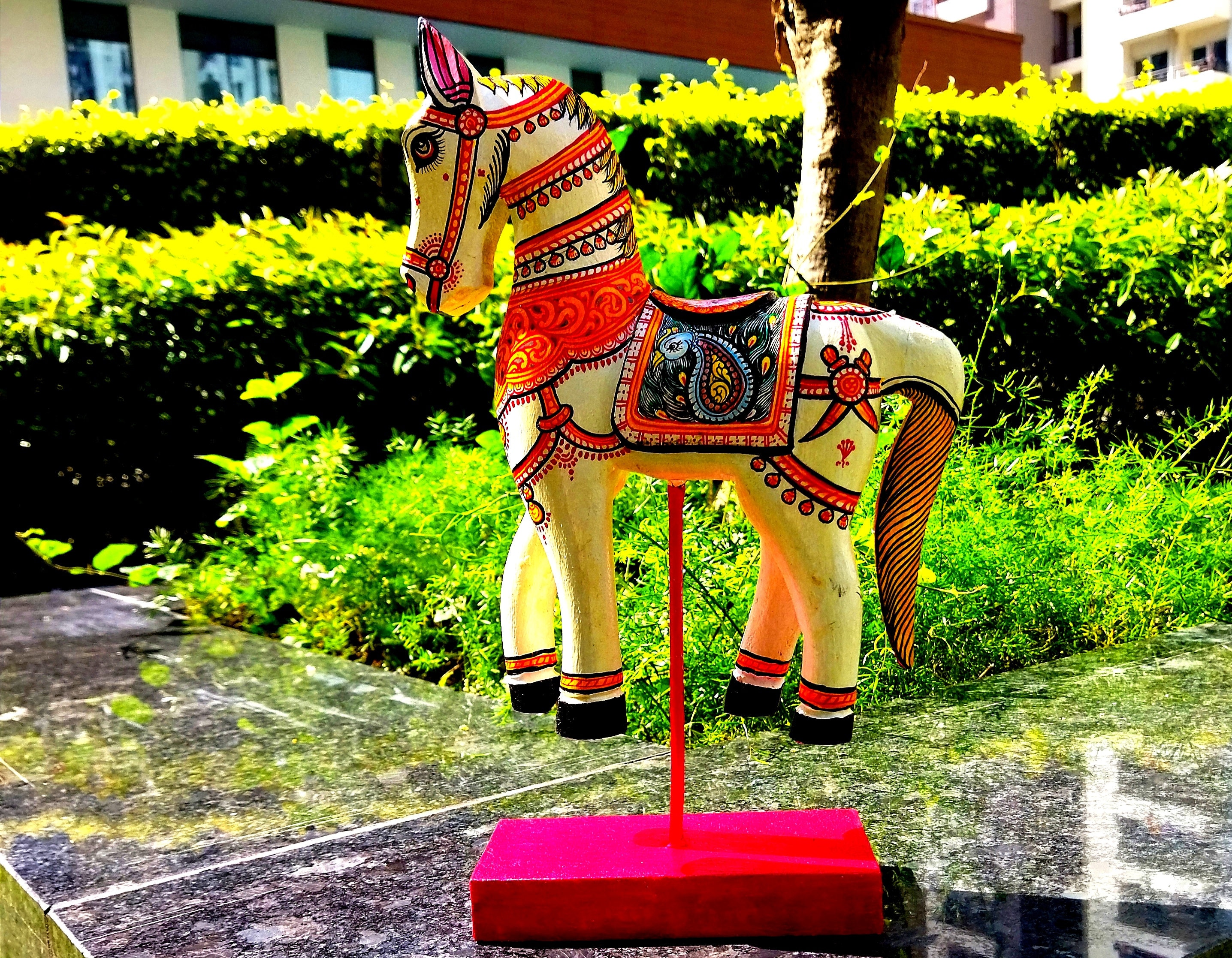 Wooden Handpainted Horse Hand Painted Horse Statue White | Etsy