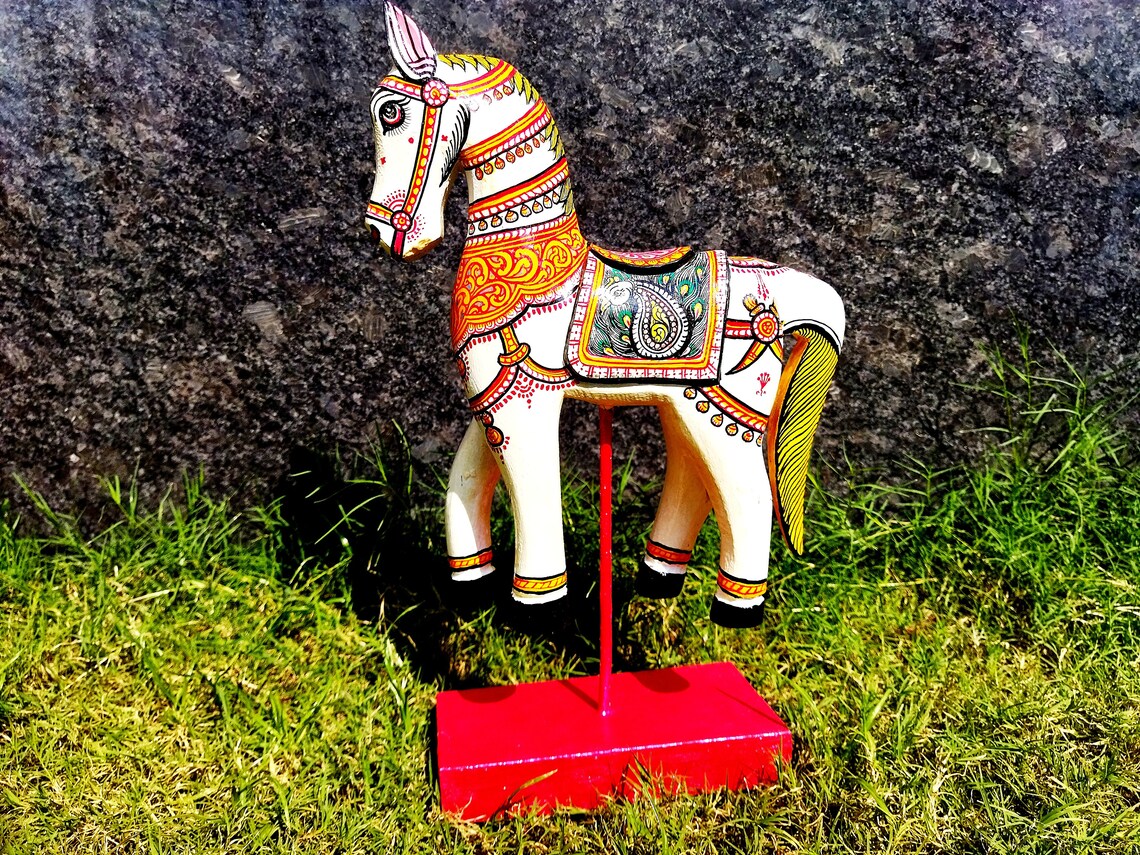 Wooden Handpainted Horse Hand Painted Horse Statue White - Etsy