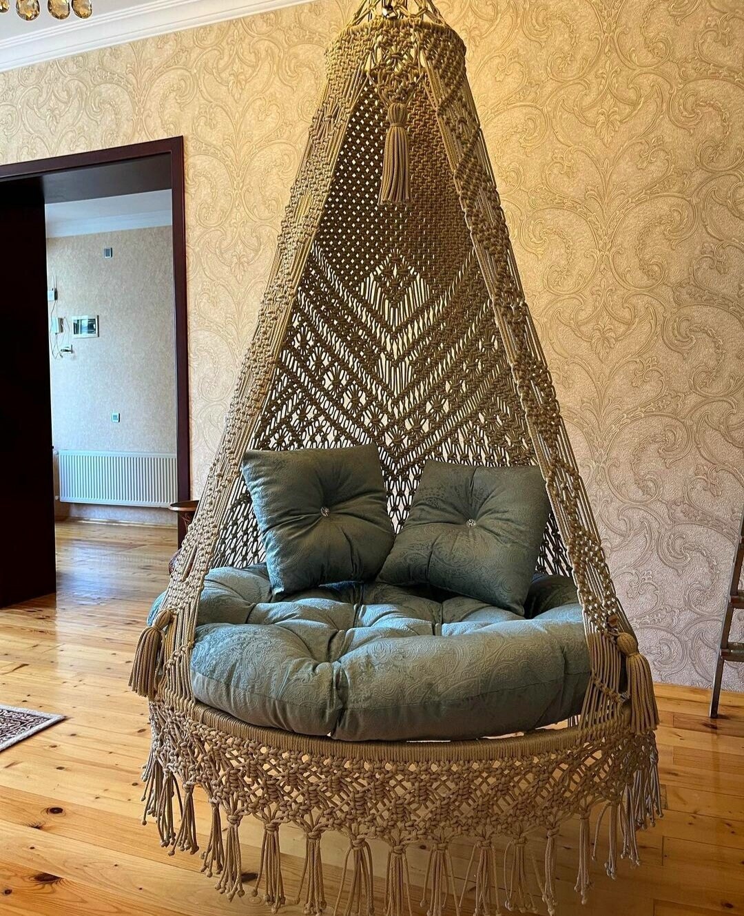 Macrame Swing Chair, Macrame Hanging Chair, Macrame Round Swing ...