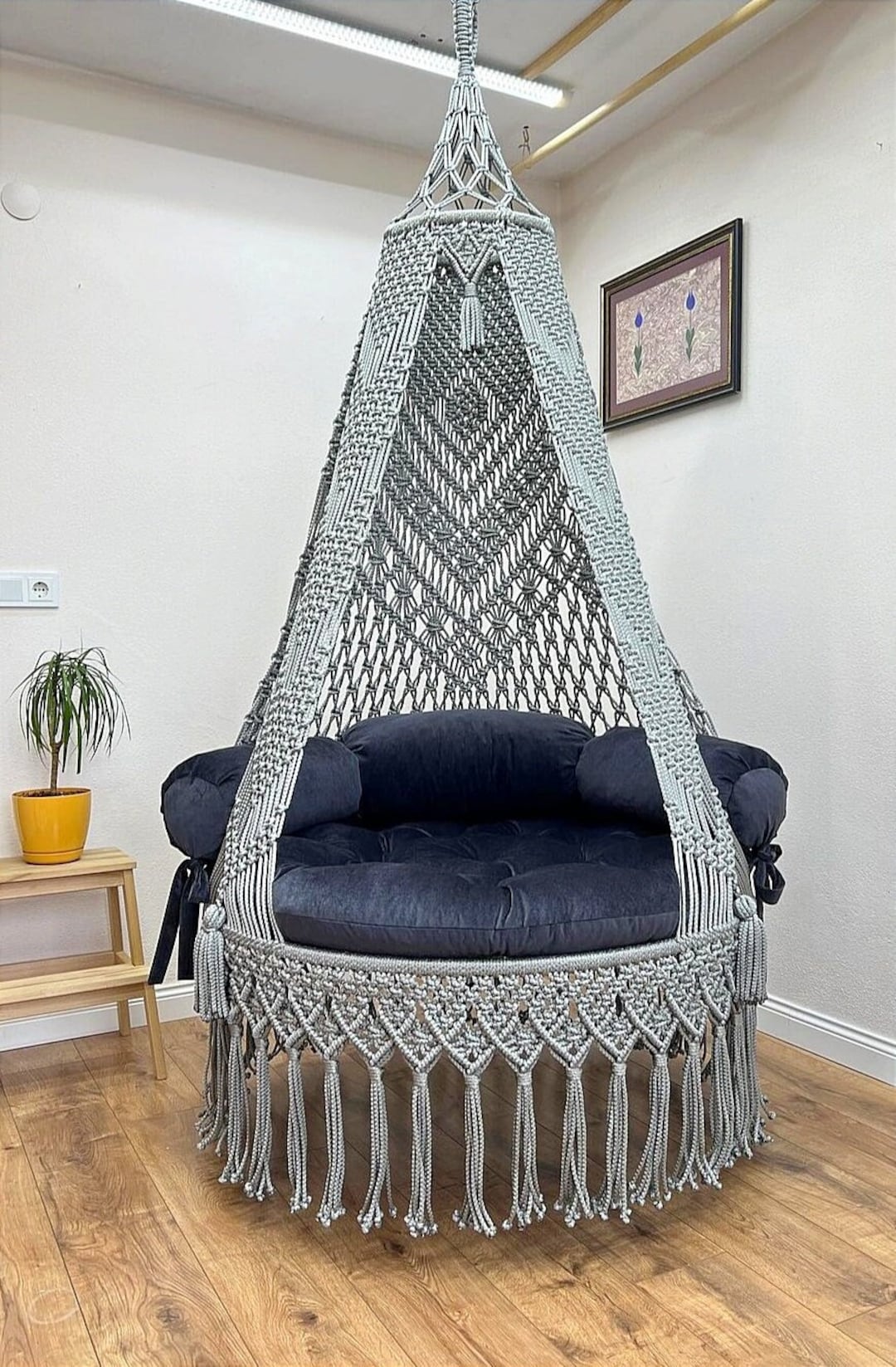 Macrame Swing, Macrame Hanging Chair, Macrame Patio Swing, Hammock ...