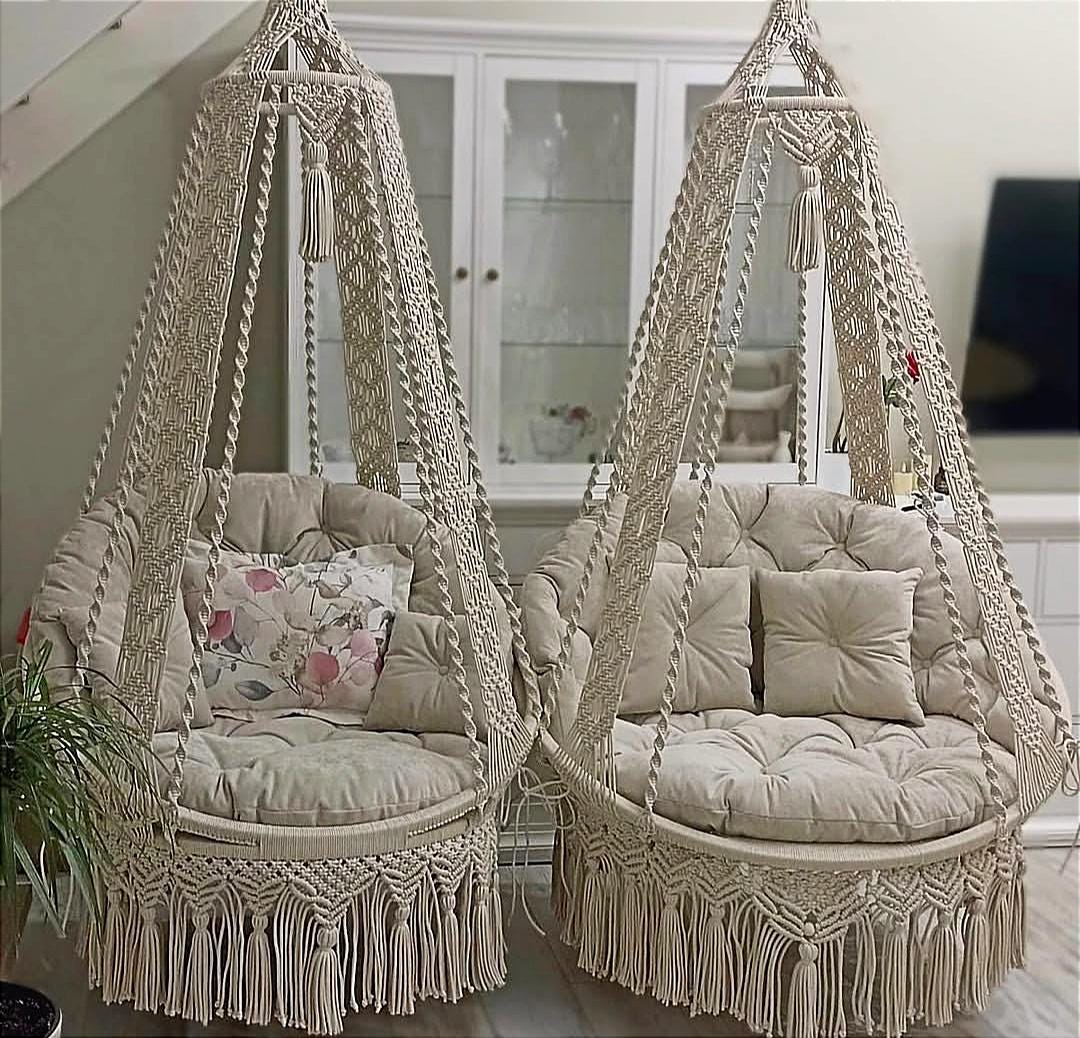 Macrame Swing, Macrame Swing Chair, Macrame Patio Swing, Hammock Swing ...