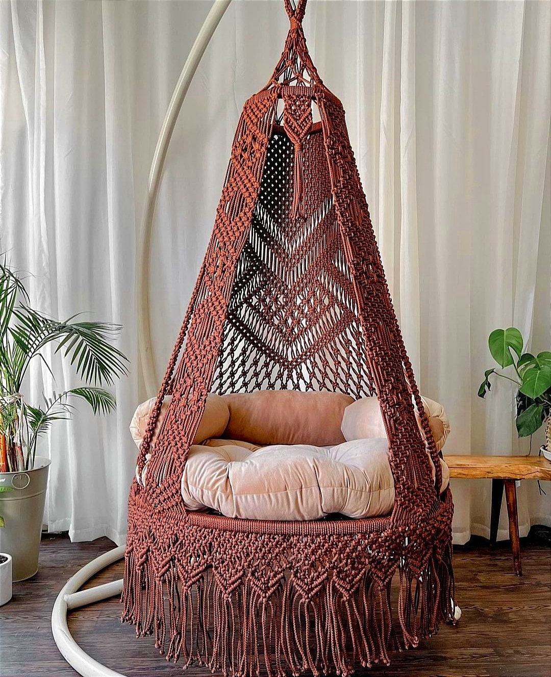 Macrame Swing, Macrame Hanging Chair, Macrame Patio Swing, Hammock ...