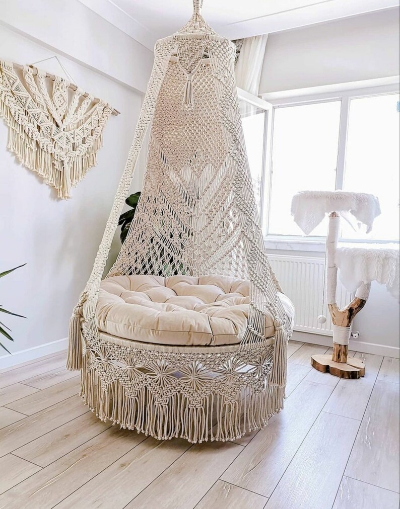 Macrame Swing Chair Macrame Hanging Chair Macrame Round - Etsy