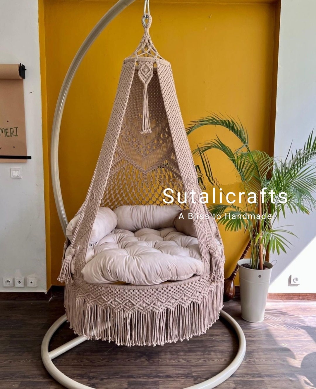 Macrame Swing, Macrame Hanging Chair, Macrame Patio Swing, Hammock ...