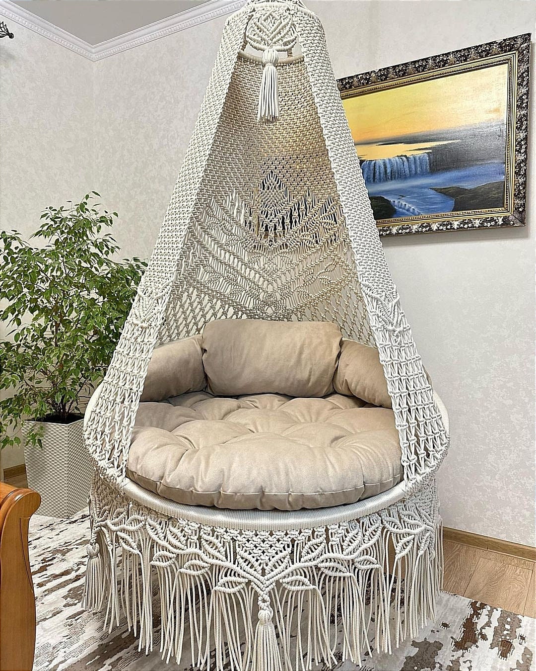 Macrame Swing Chair,patio Swing Chair, Macrame Garden Swing, Hammock ...