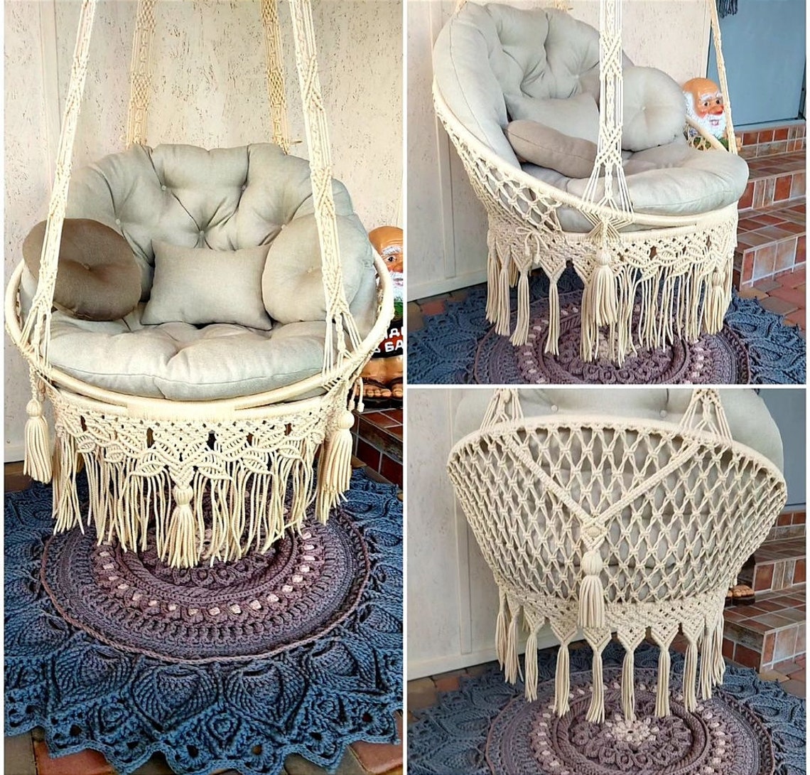 Macrame Swing Chair, Macrame Swing Chair, Macrame Handmade Swing ...