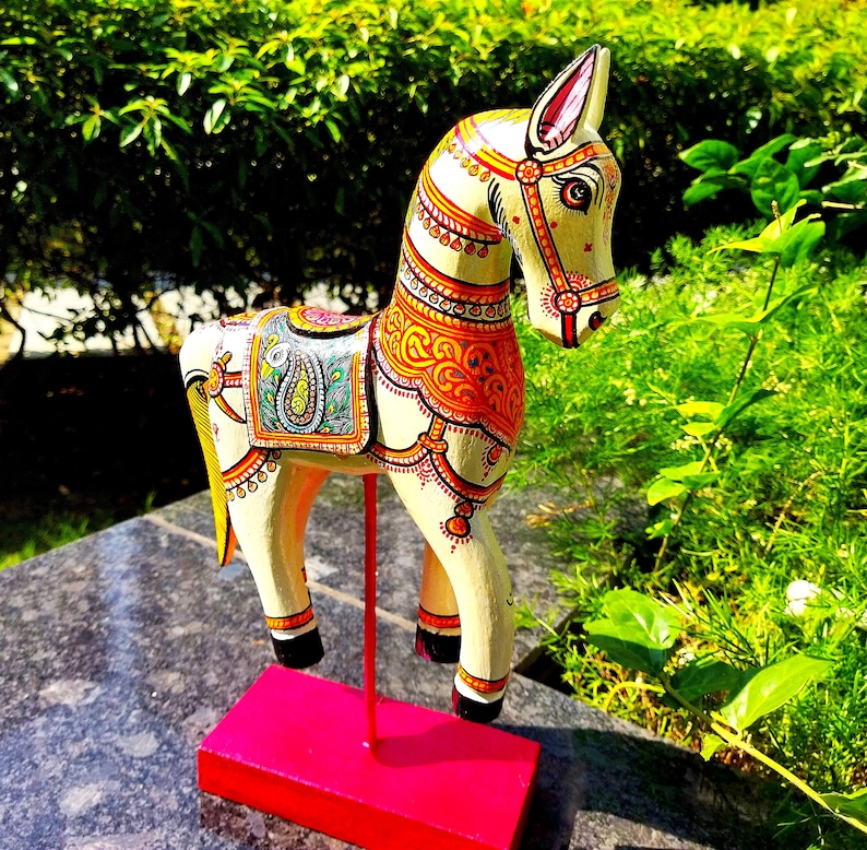Wooden Handpainted Horse Hand Painted Horse Statue White - Etsy