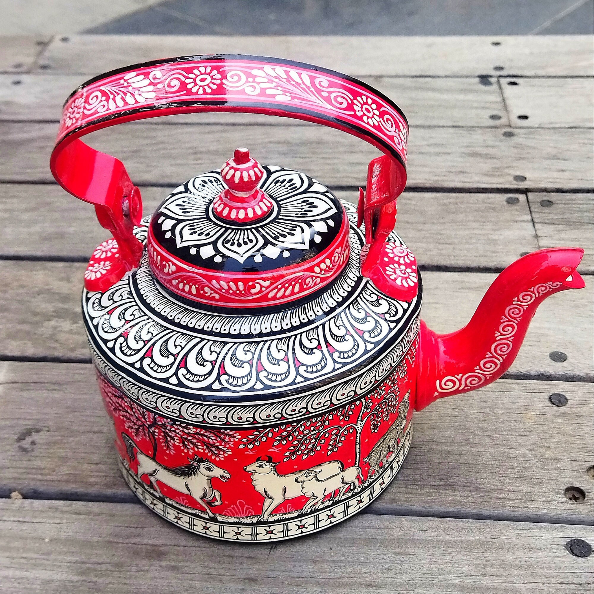 Buy Handpainted Kettle Teapot/animal Life Kettle/wildlife Teapot ...
