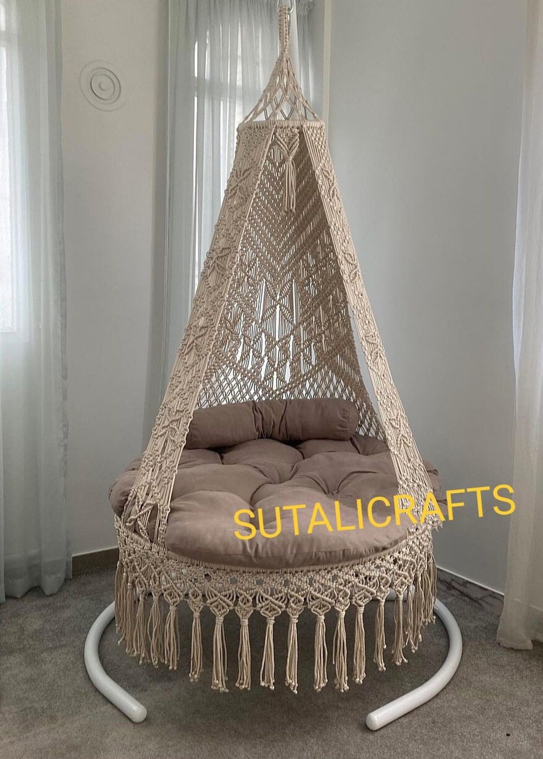 Macrame Swing Chair, Macrame Hanging Chair, Macrame Round Swing ...