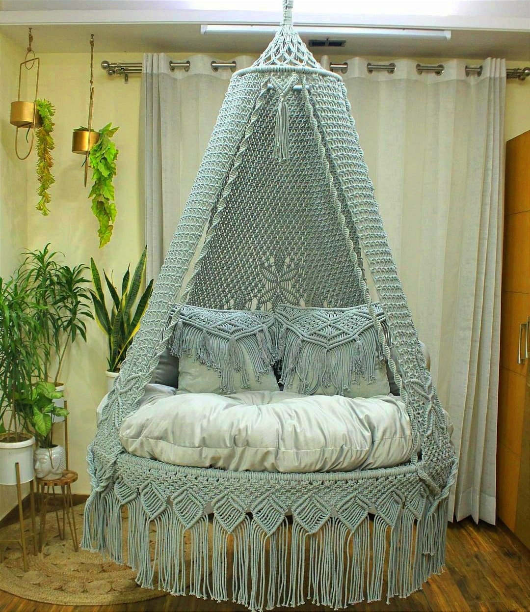 Macrame Swing Chair, Macrame Hanging Chair, Macrame Round Swing ...