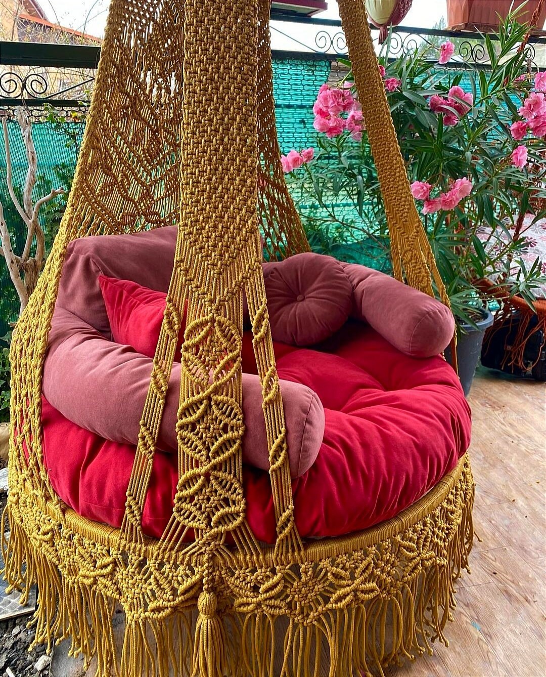 Macrame Swing Chair, Macrame Hanging Chair, Macrame Round Swing ...