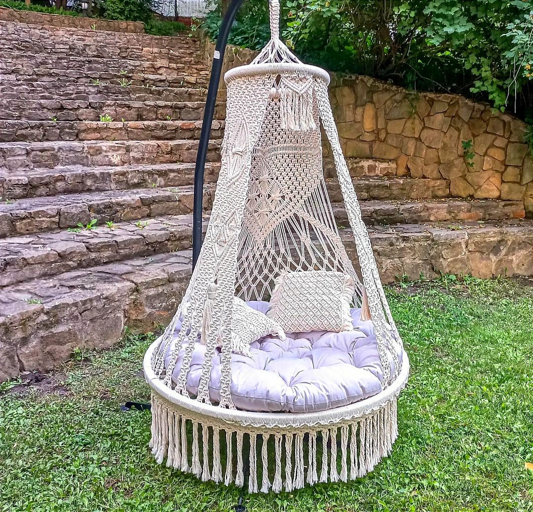 Macrame Swing Chair, Macrame Hanging Chair, Macrame Round Swing ...